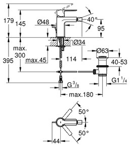 Grohe Lineare - Páková bidetová baterie, S-Size, chrom 33848001