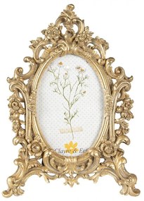 Zlatý antik fotorámeček zdobený květy – 10x15 cm