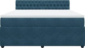 Box spring postel s matrací modrá 180 x 200 cm samet 3290116