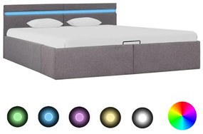 vidaXL Rám postele s úložným prostorem LED taupe textil 160 x 200 cm