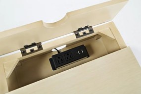 Noční stolek Avola 41 cm z masivu s USB porty krémový