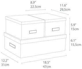 Sada 3 bílých úložných krabic Bigso Box of Sweden Inge