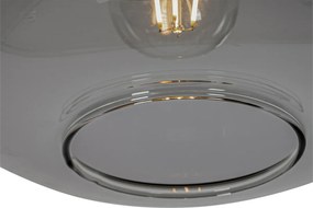 Designové závěsné svítidlo černé se zlatem a kouřovým sklem - Kyan