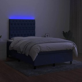 Box spring postel s matrací a LED modrá 120 x 200 cm textil 3135107