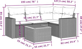5dílná zahradní sedací souprava s poduškami béžová polyratan 3224105