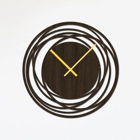dřevo života Nástěnné hodiny NET Zvolte barvu dekoru: Wenge, Zvolte velikost hodin (cm): 50x50, Barva ručiček: Zlaté