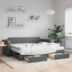 Válenda s přistýlkou a zásuvkami tmavě šedá 80 x 200 cm textil 3197666