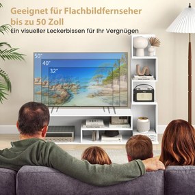 Costway TV skříňka dřevěný TV stolek s policí pro TV do 50", bílý