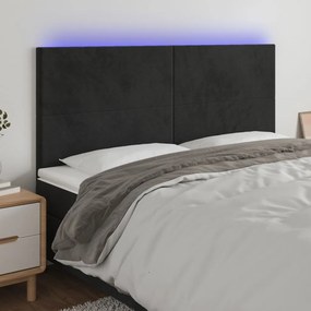 Čelo postele s LED černé 200x5x118/128 cm samet 3122212