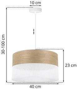 Light Home Závěsné svítidlo Wood, 1x dýha zlatý dub/bílé plastové stínítko, (fi 40cm)