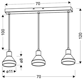 Černo-zlatý závěsný lustr Gregory pro žárovku 3x E14  - Candellux
