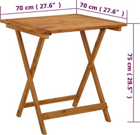 vidaXL Skládací zahradní stůl 70 x 70 x 75 cm masivní akáciové dřevo [46348]