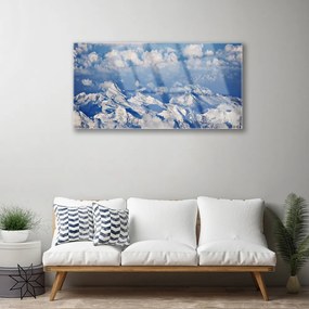 Obraz na skle Hora Mraky Krajina 125x50 cm