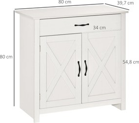 HOMCOM Kuchyňský kredenc pro obývací pokoj s 1 šuplíkem, 2 dveřmi a nastavitelnou vnitřní policí - Dekorativní pomocný nábytek do jídelny 80x39,7x80 …