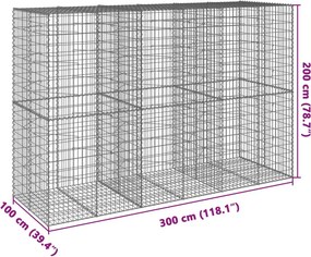 Gabionový koš s víkem 300 x 100 x 200 cm pozinkované železo 3295229