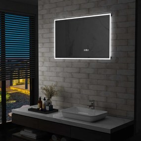 144739 vidaXL Koupelnové LED zrcadlo dotykový senzor zobrazení času 100x60 cm