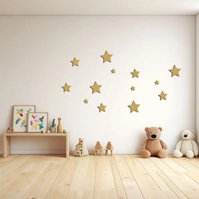 dřevo života Sada 12 samolepicích hvězd na zeď Rozměry (cm): 4-8, Barevný vzor: Světlý dub