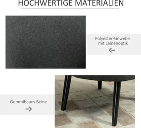 HOMCOM lounge křeslo koktejlové čalouněné křeslo kancelářské křeslo křeslo do obývacího pokoje křeslo do jídelny moderní s lněným vzhledem dřevo šedé…