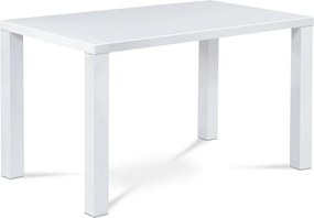 Jídelní stůl 120x80x76 cm, vysoký lesk – deska pro čtyři osoby bílá