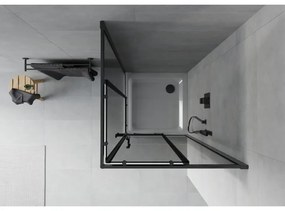 Mexen Rio, čtvercový sprchový kout 90(dveře)x90(dveře)x190 cm, 5mm šedé sklo, černý profil + bílá sprchová vanička SLIM, 860-090-090-70-40-4010B