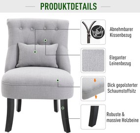 HOMCOM polohovací křeslo TV křeslo s opěrným polštářem, zvýšené nohy, lněná šedá 52.5x69x77cm pro pohodlnou relaxaci | Aosom.de
