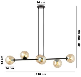 Lustr na lanku ROSSI 6xE14/10W/230V černá/béžová