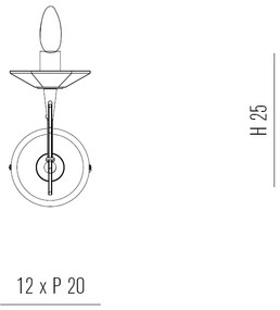 Metal Lux 197.101 Icaro, nástěnné svítidlo 1xE14, chrom/křišťálové sklo, výška 25cm