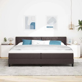 Postel s boxspringem s čelo Tmavě hnědá 200 x 200 cm textil 3341191