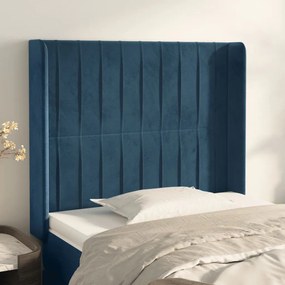 Čelo postele typu ušák tmavě modrá 83x16x118/128 cm samet 3119852