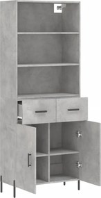 Skříň highboard betonově šedá 69,5x34x180 cm kompozitní dřevo 3200525