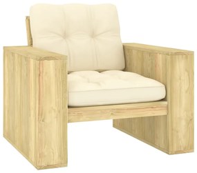 Zahradní židle s krémovými poduškami impregnovaná borovice,  3065743