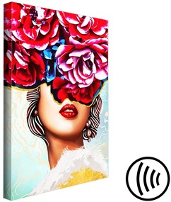 Obraz Sladké rty (1-dílný) svislý - abstrakce ženy a květin