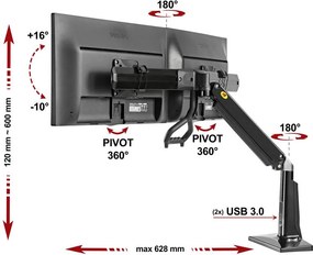 Stolní držák na dva monitory NB F27B