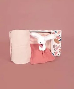 Doudou Dárková sada šťastný králíček pléd a růžový muchláček / od 0 le