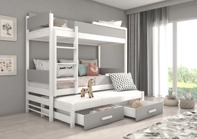 ADRK Furniture Patrová třílůžková postel s matracemi QUEEN 180x80 CH-QUE-W_G-M-180