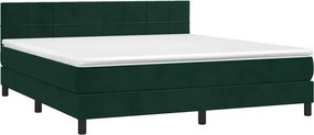 Box spring postel s matrací tmavě zelená 160x200 cm samet 3141314