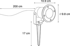 Moderní bodové svítidlo černé vč. kabelu a zástrčky 200 cm IP65 - Basic