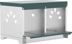 PawHut hnízdní box z pozinkované oceli se 2 komorami pro 2 slepice s vodotěsnou střechou a ventilací Stříbrná a zelená