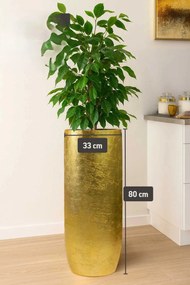 Exkluzivní květináč SOLERIO, sklolaminát, výška 80 cm, zlatý lesk