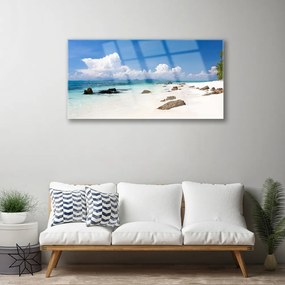 akrylový obraz Pláž Kameny Krajina 100x50 cm