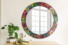 Kulaté dekorativní zrcadlo Ručně -nakládané květiny fi 60 cm