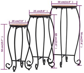 vidaXL Marketos Mozaikové stolky 3 ks terakota keramika