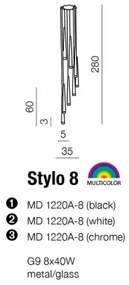 Minimalistické svítidlo Stylo 8 chrom