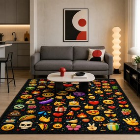 Protiskluzový herní koberec Emoji 3D