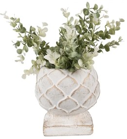 Bílý cementový obal na květináč ve tvaru obrácené šišky Skylar – 14x14 cm