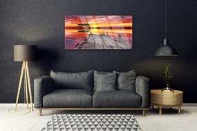 Obraz na skle Molo Jezero Architektura 100x50 cm