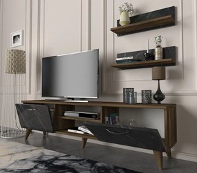 Televizní stolek s policemi KORMAT ořech/bílá