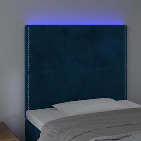 Čelo postele s LED tmavě modré 100x5x118/128 cm samet 3122330