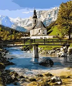 NORIMPEX Malování podle čísel Kostel v horách / 40x50 cm