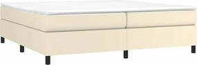 Rám postele s boxspringem krémová 200 x 200 cm umělá kůže 3121067